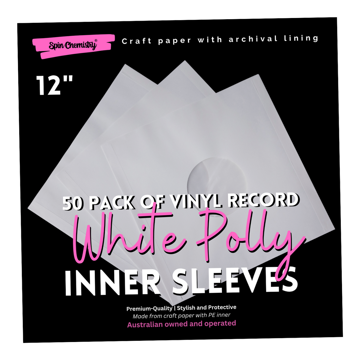 50 Pack of Craft Paper Record Inner Sleeves with Archival Poly Inner L ...